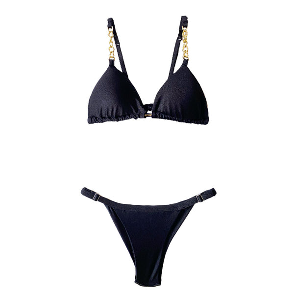 Garota De Luxo Black Chain Brazilian Triangle Bikini