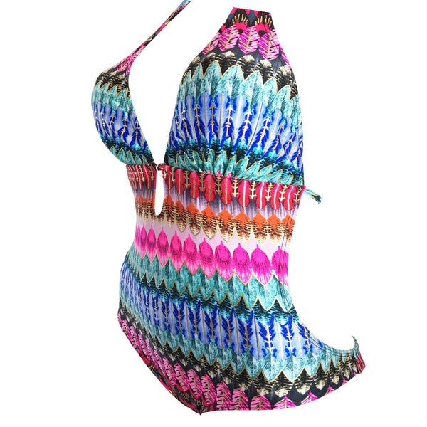 Colorful Gold Tribal Print Monokini - Zuzu Swim - La Bamba
