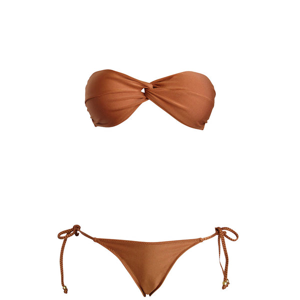 Copper Orange Designer Bandeau Bikinis - Zuzu Swim - La Sirene